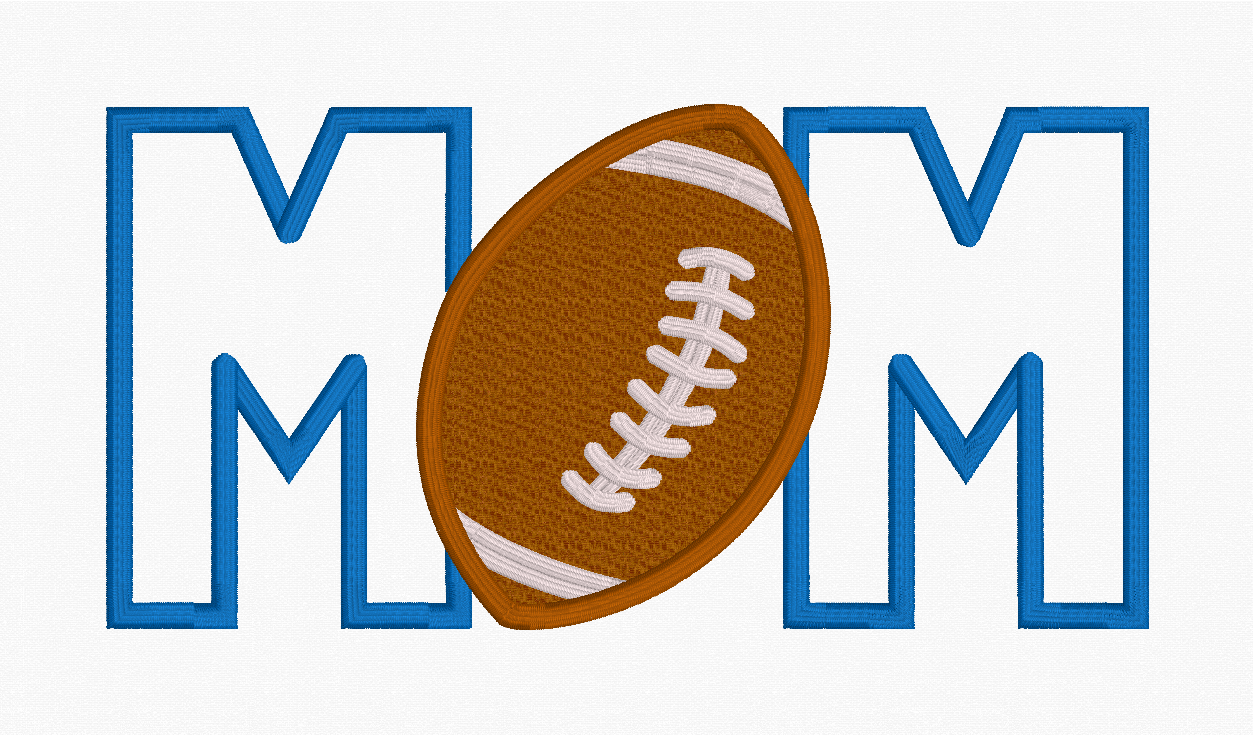 Sequin Applique Football Mom Embroidery Design – KTSApparel